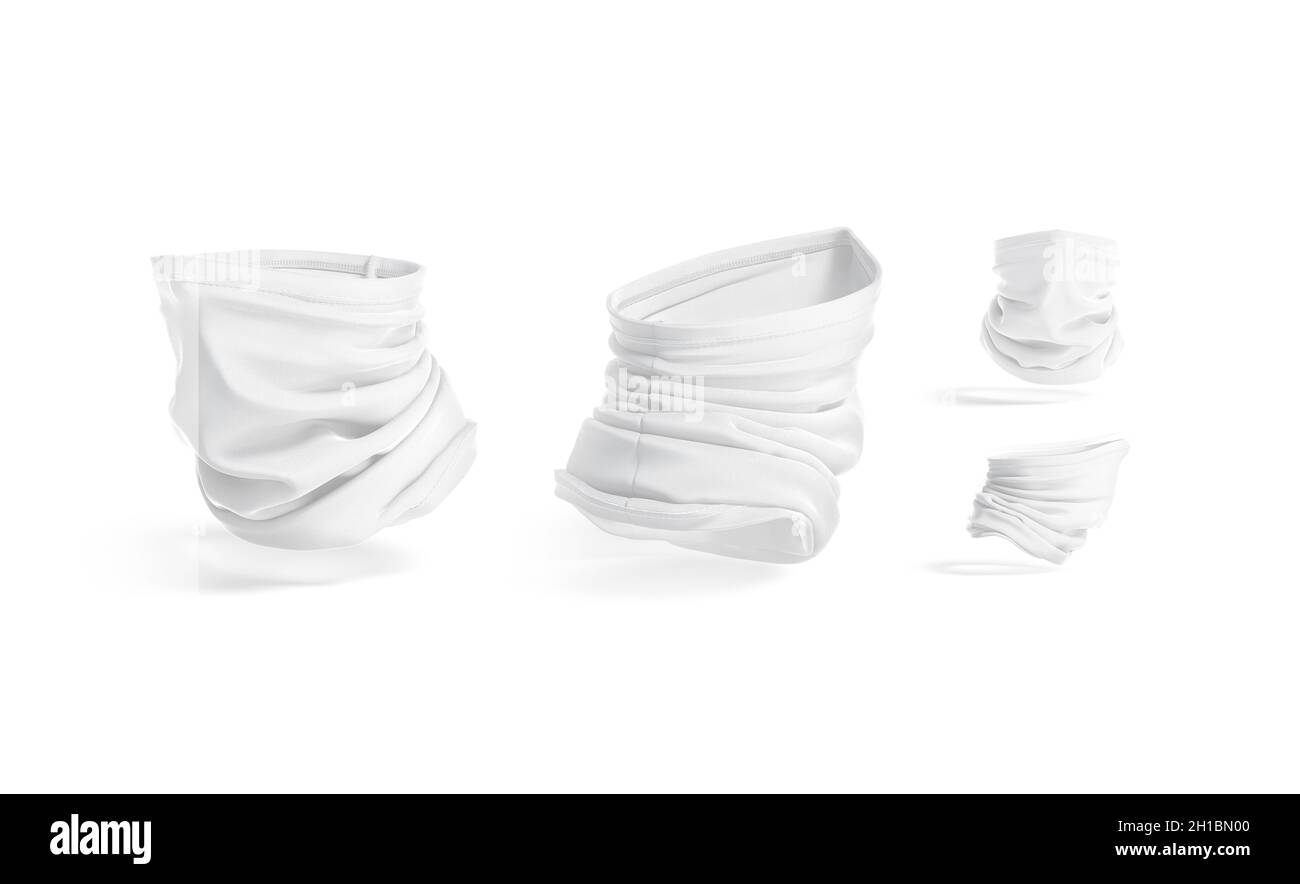 Blank white neck gaiter mockup, no gravity, different views Stock Photo ...