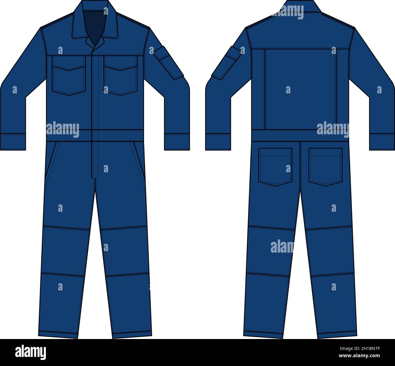Long sleeves working overalls ( Jumpsuit, Boilersuit ) template vector ...