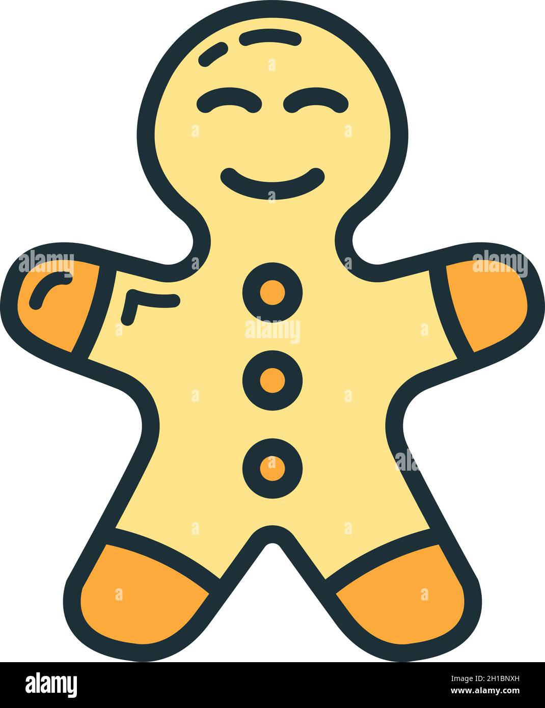 Concept happy new year, merry christmas gingerbread man icon, cartoon ...