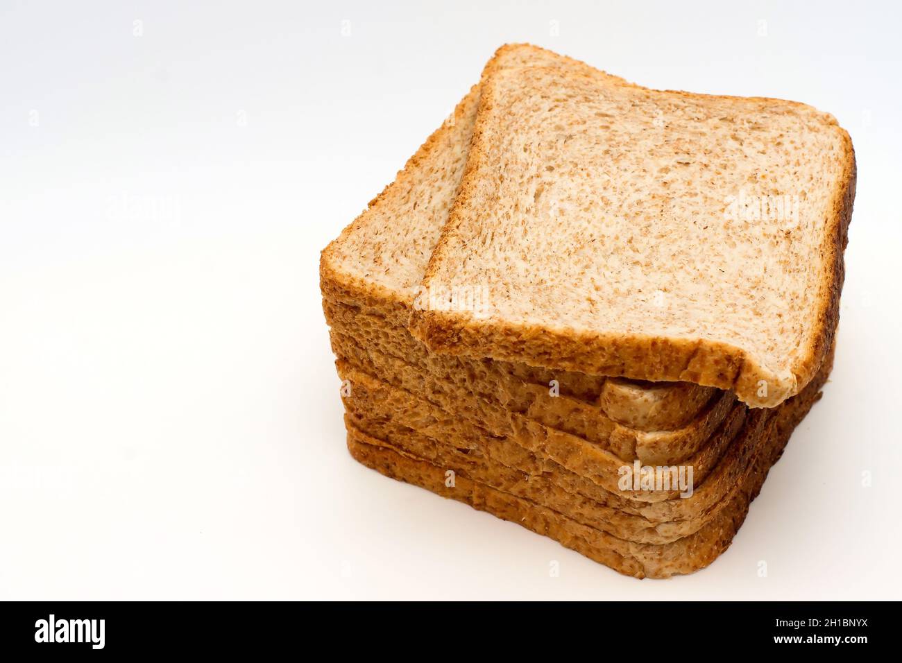 Sliced bread to toast isolated on white background. Close up. Top view ...