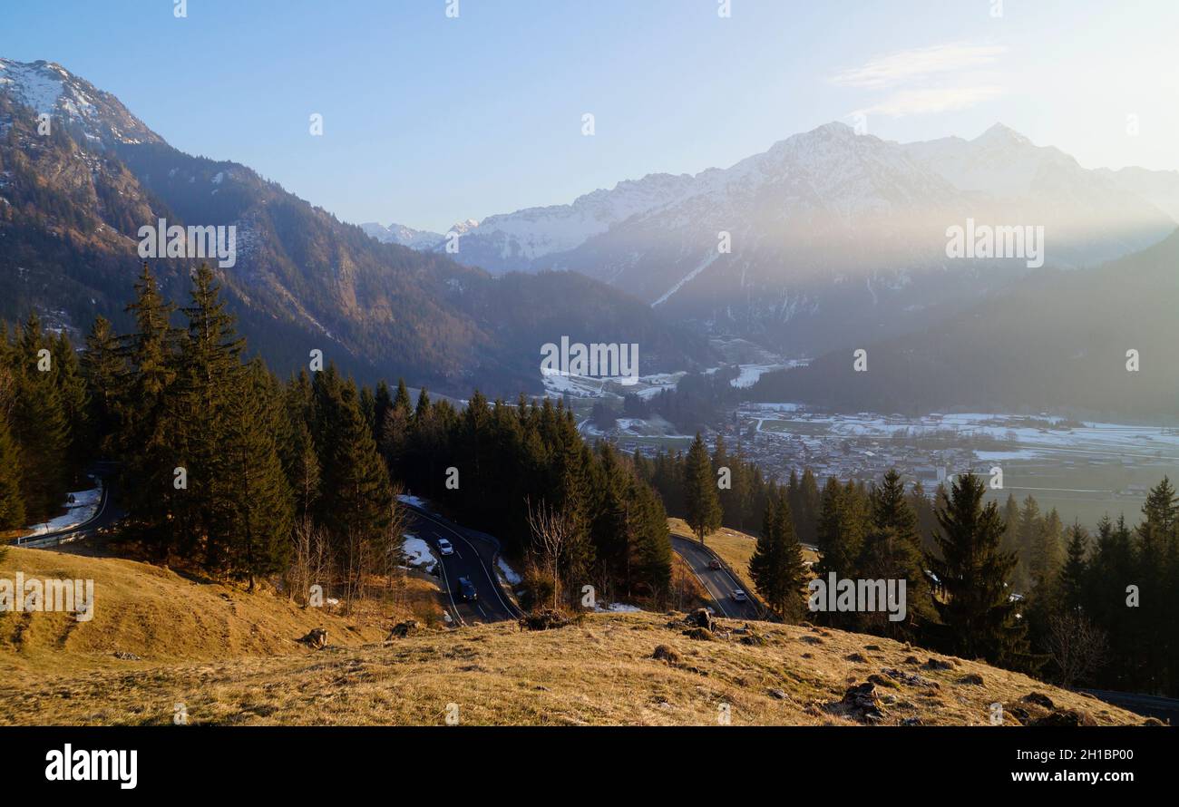 the wintery Alps in beautiful Oberjoch in Bavaria (Germany Stock Photo ...