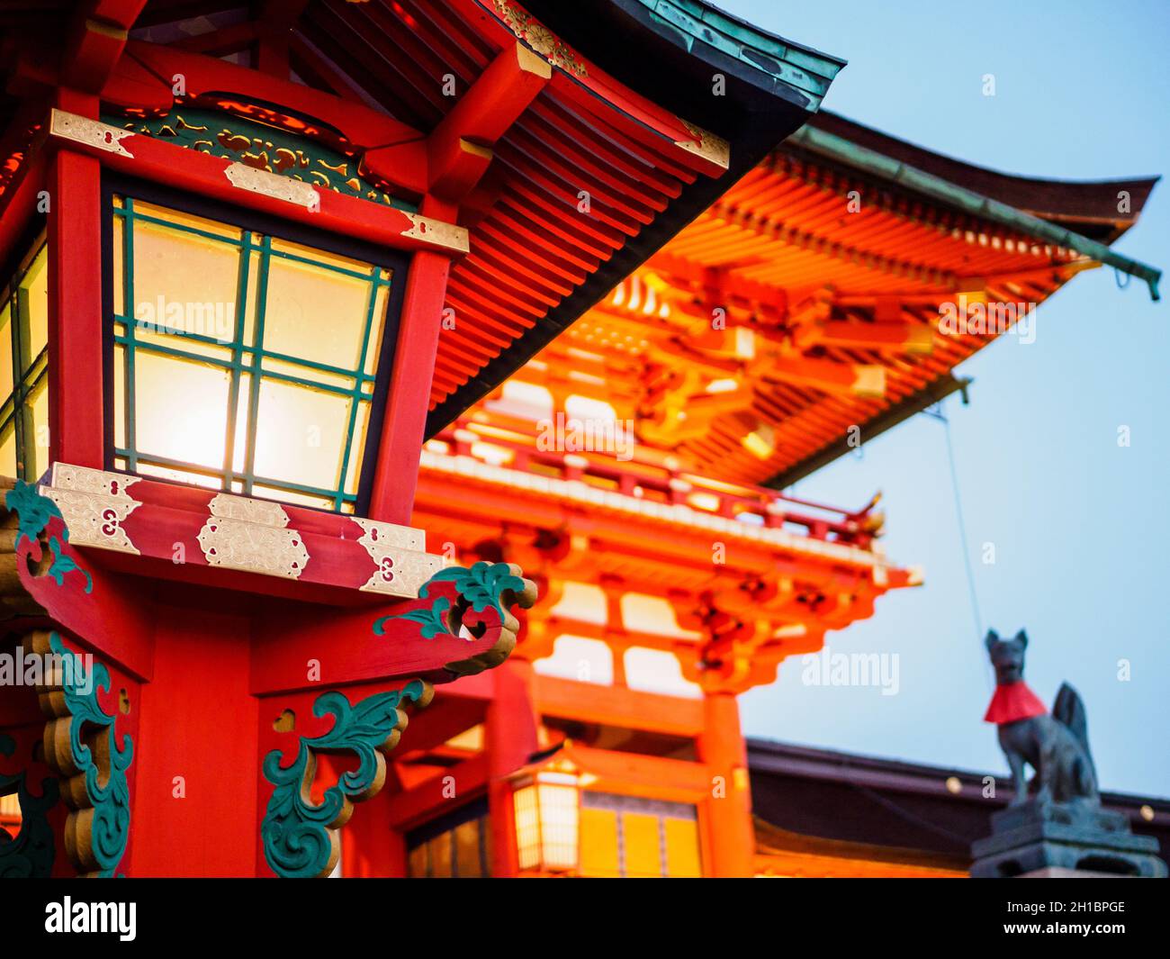 Detail of the Fushimi Inari-Taisha head shrine of the kami Inari in ...