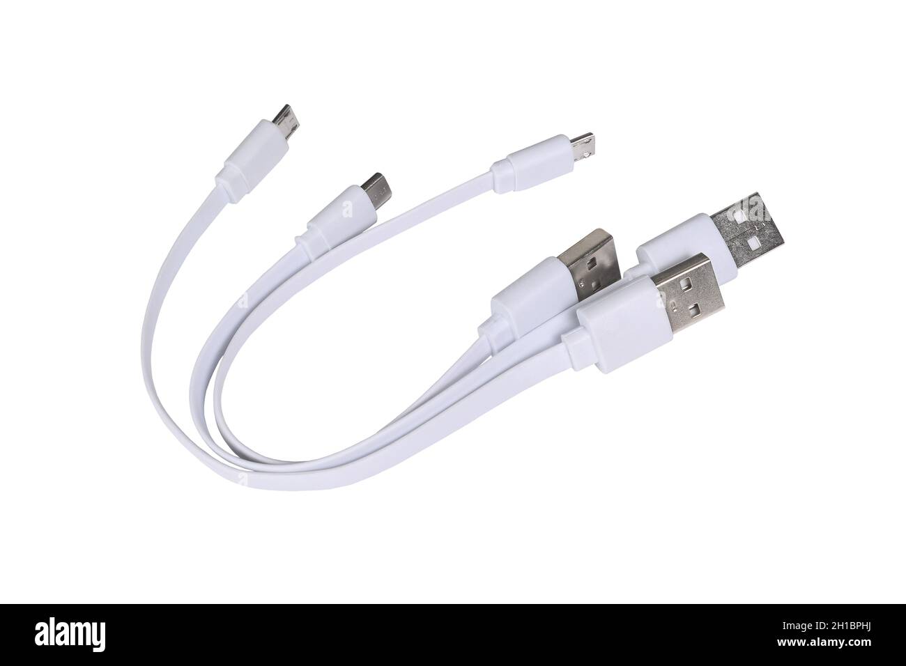 Three Micro USB Cables on White Background Stock Photo - Alamy