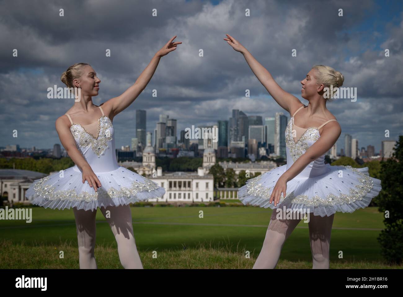 London, UK. 18th Oct, 2021. World Ballet Day: Twins Abigail and Lauren ...