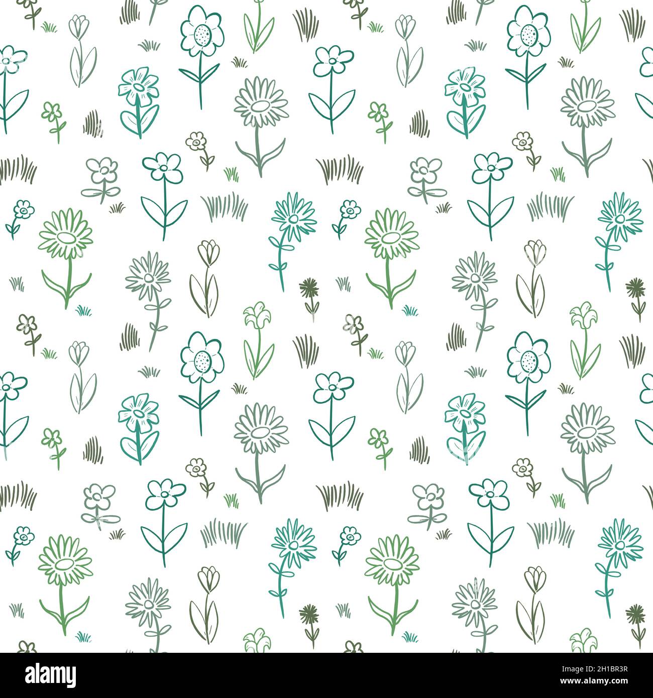 Seamless hand drawn flower texture. Flower fabric design. Hand drawn ...