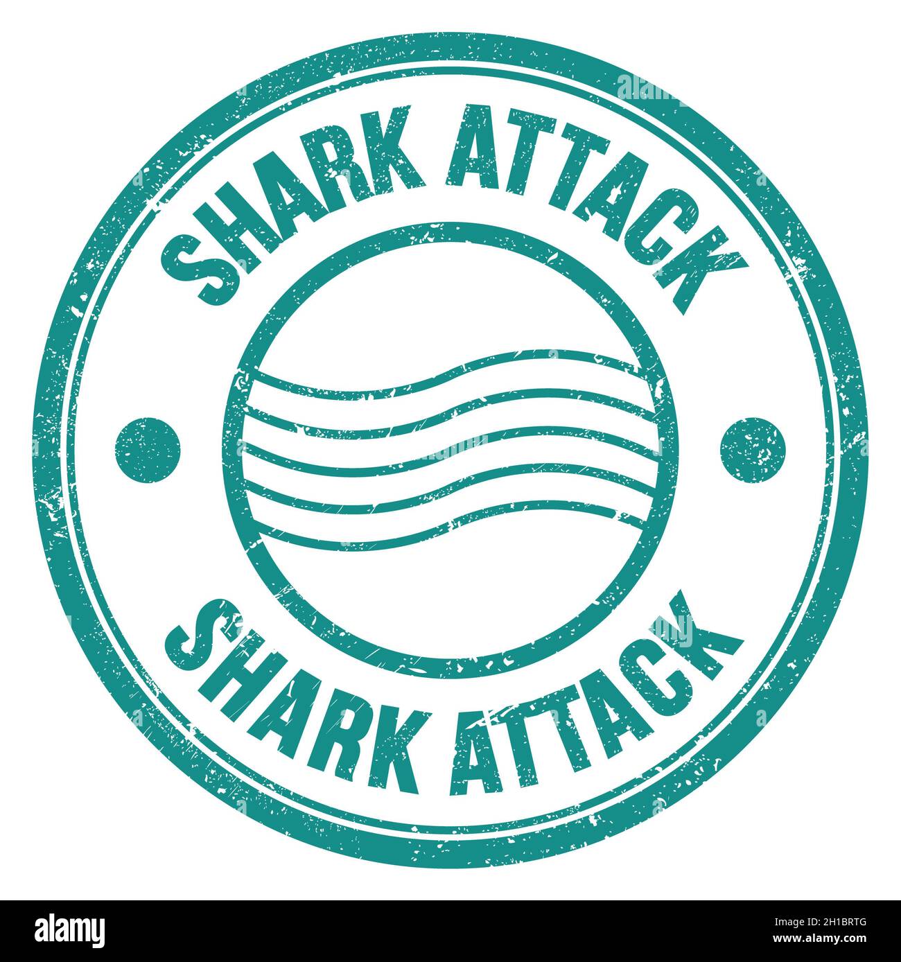 SHARK ATTACK word written on blue round postal stamp sign Stock Photo ...
