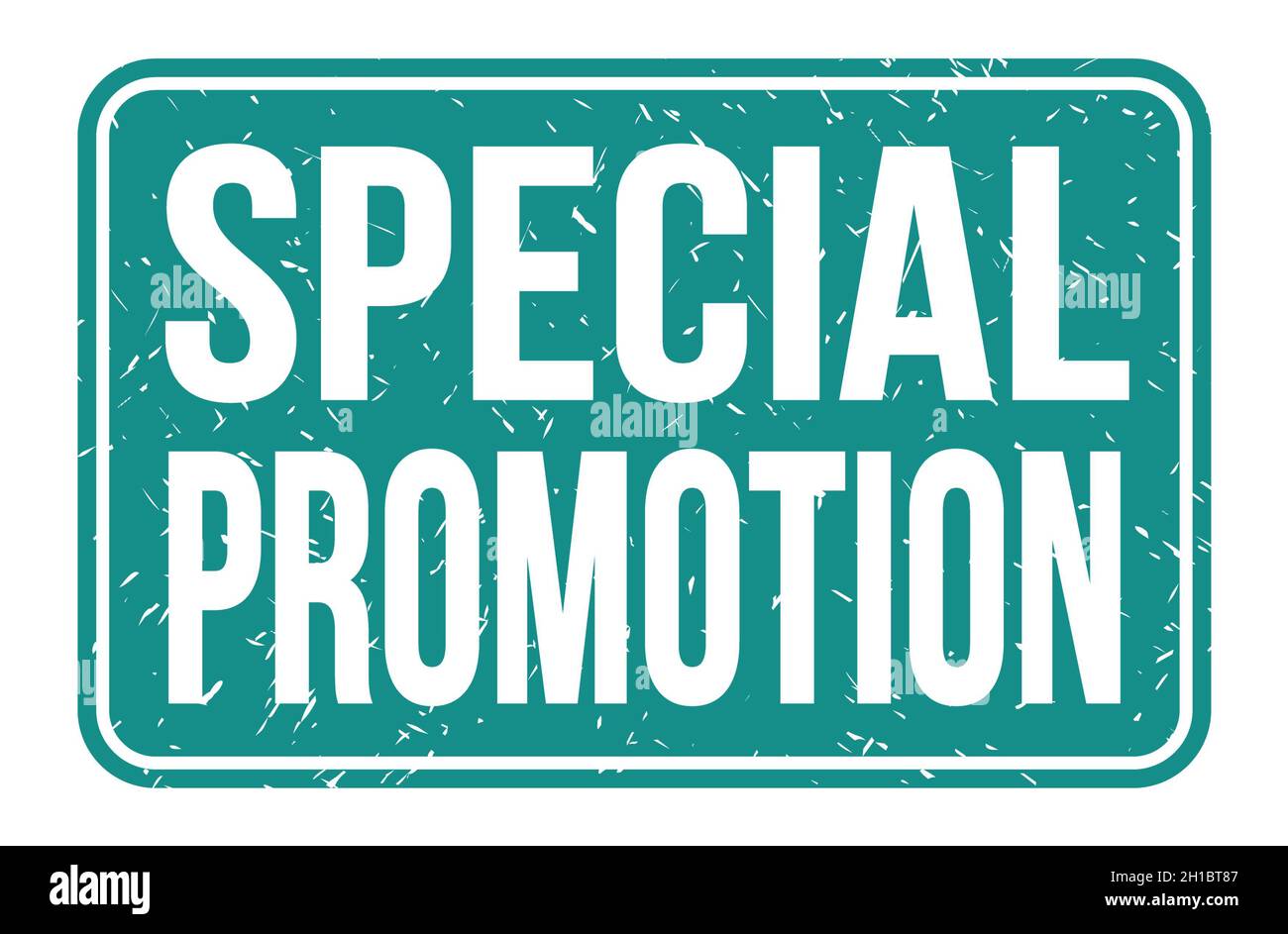 SPECIAL PROMOTION, words written on blue rectangle stamp sign Stock ...