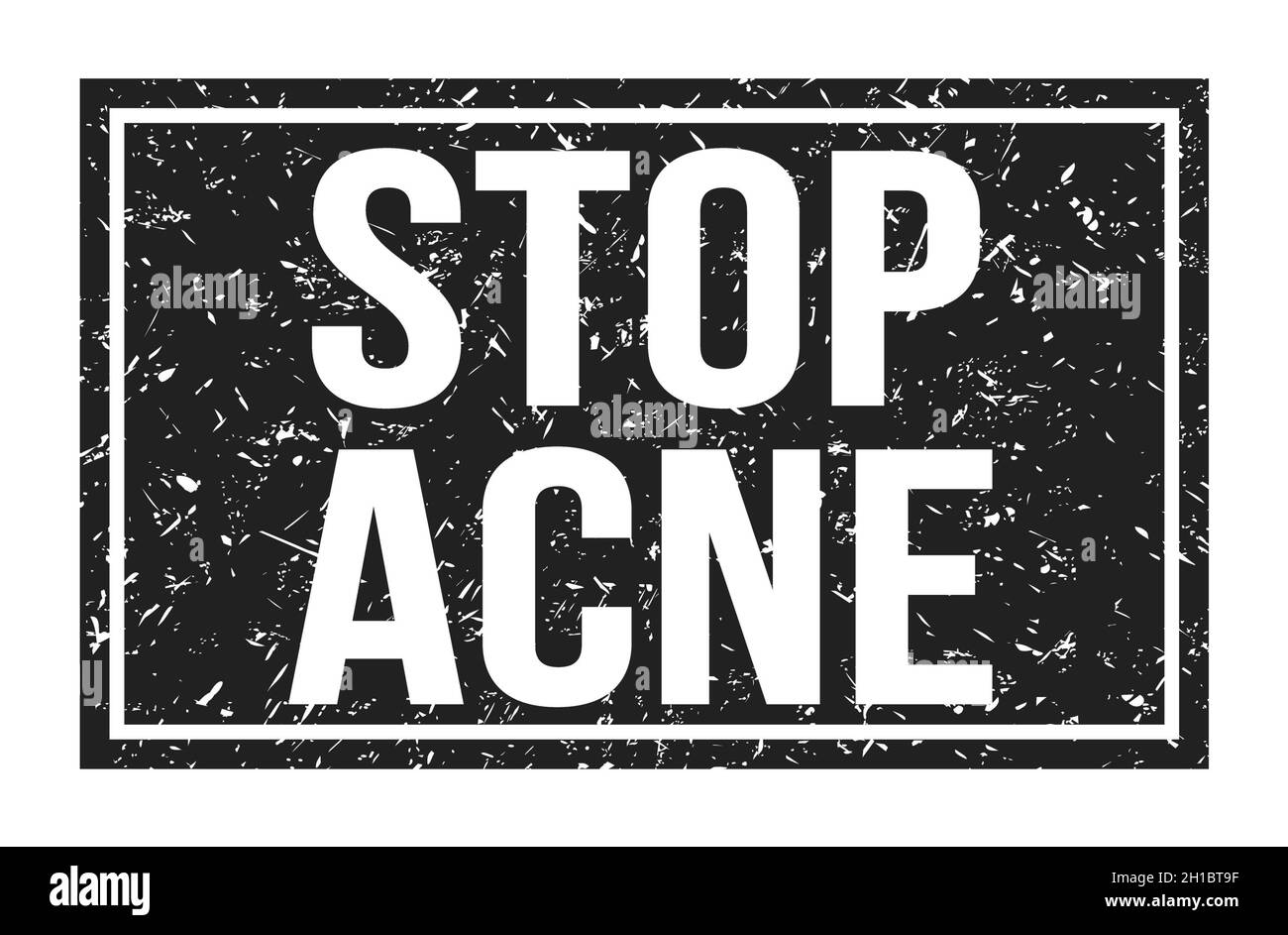 STOP ACNE, words written on black rectangle stamp sign Stock Photo - Alamy