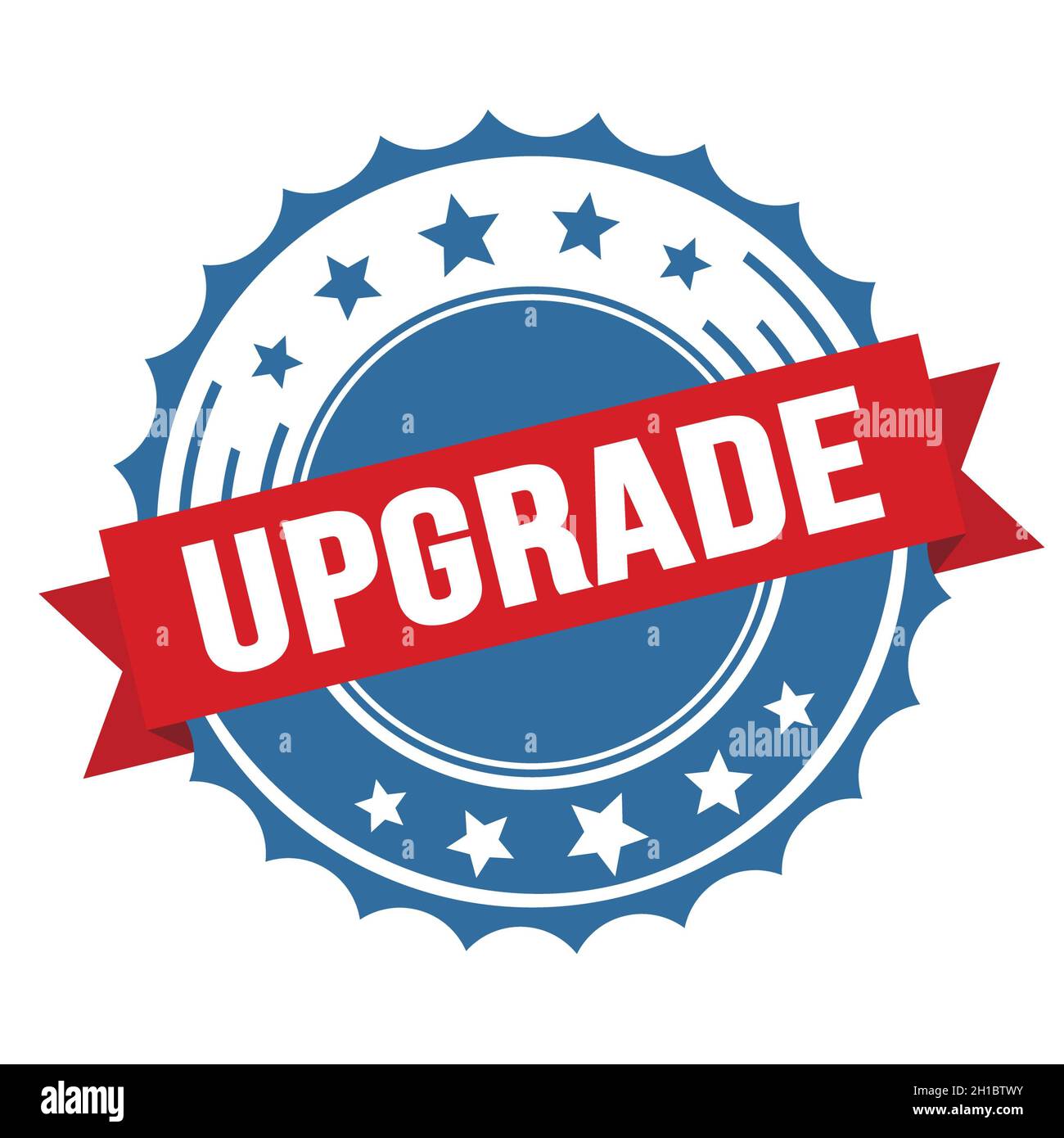 UPGRADE text on red blue ribbon badge stamp Stock Photo - Alamy