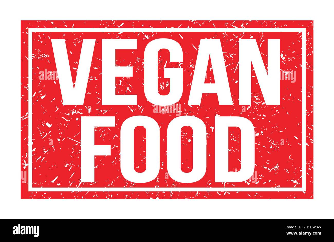 VEGAN FOOD, words written on red rectangle stamp sign Stock Photo - Alamy