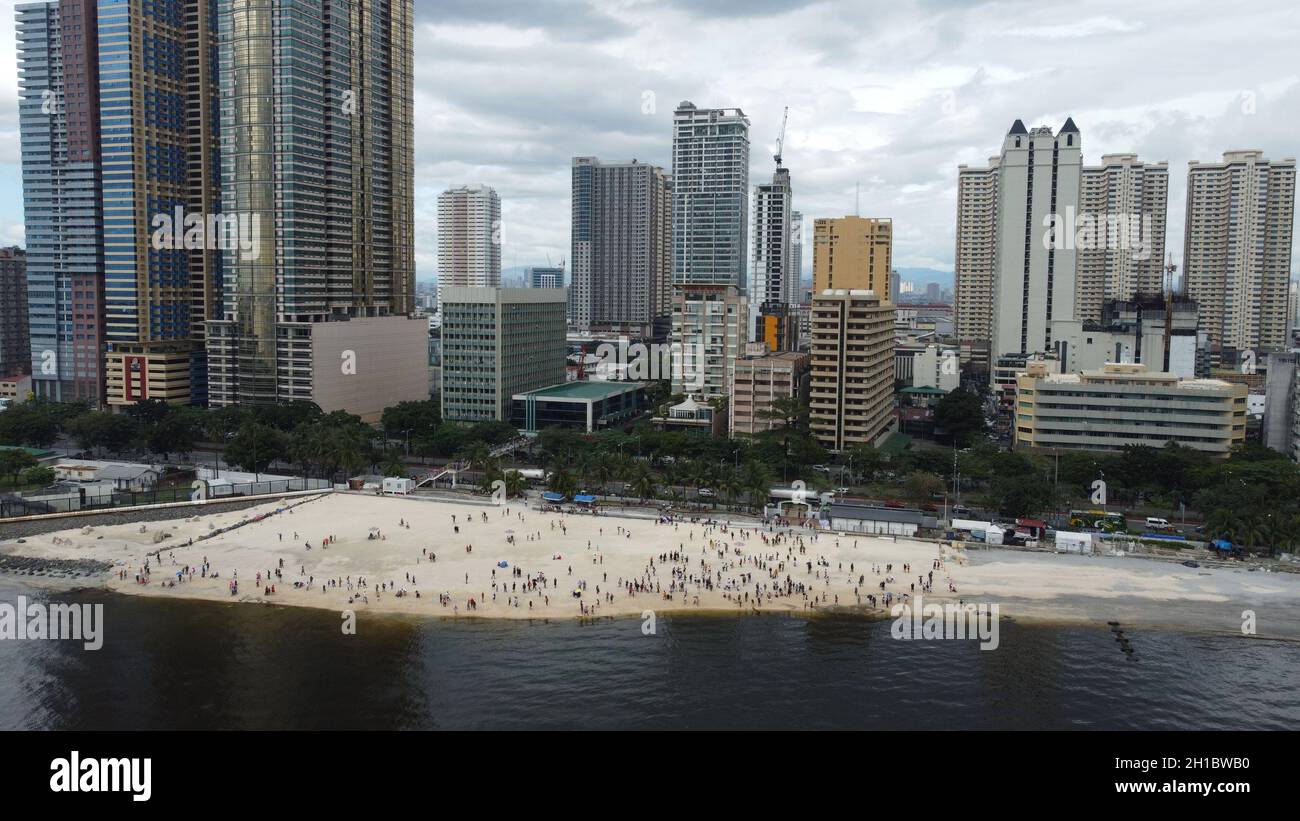 Manila, Philippines. 17th Oct, 2021. An aerial view of Manila Baywalk ...