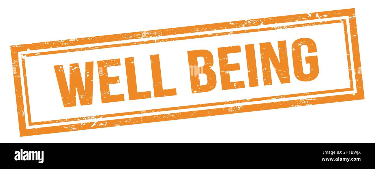 WELL BEING text on orange grungy vintage rectangle stamp Stock Photo ...