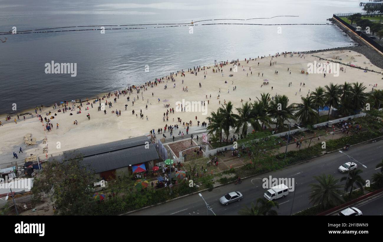 Manila, Philippines. 17th Oct, 2021. An aerial view of Manila Baywalk ...