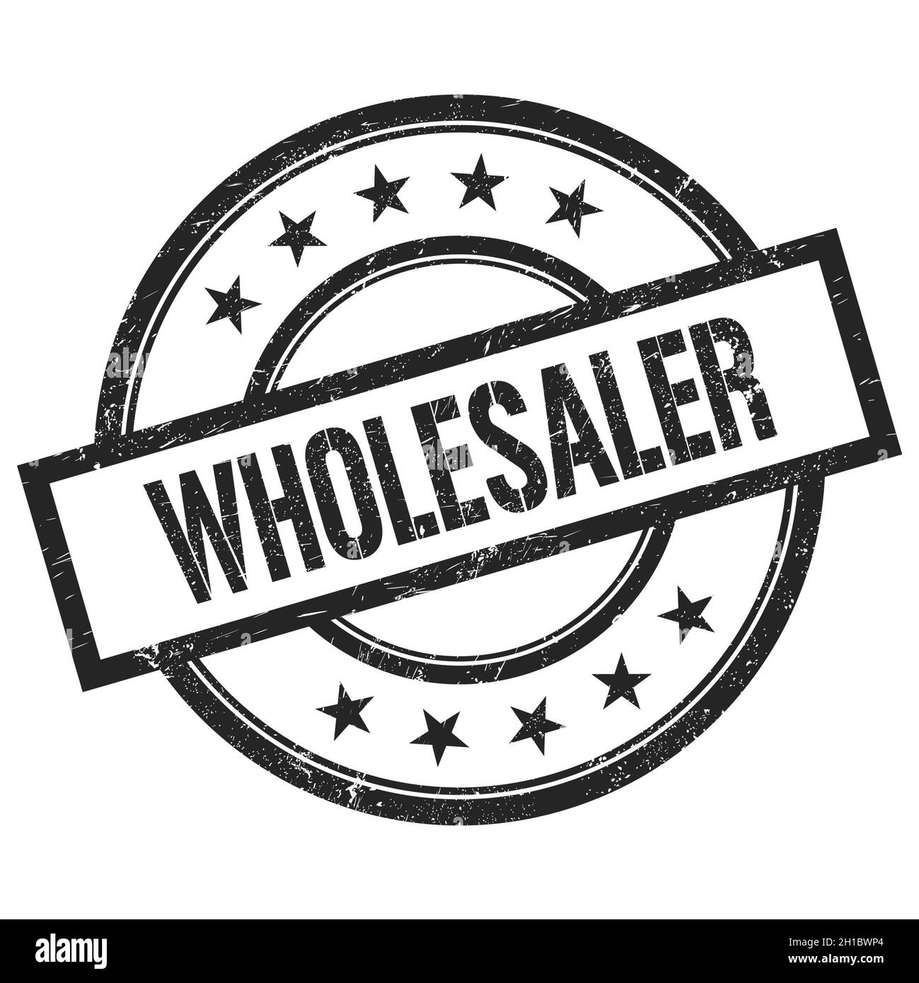 WHOLESALER text written on black round vintage rubber stamp Stock Photo ...