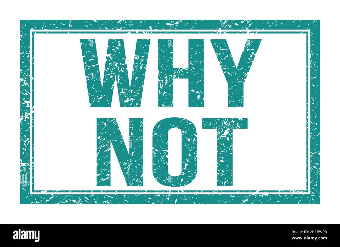 WHY NOT, words written on blue rectangle stamp sign Stock Photo - Alamy