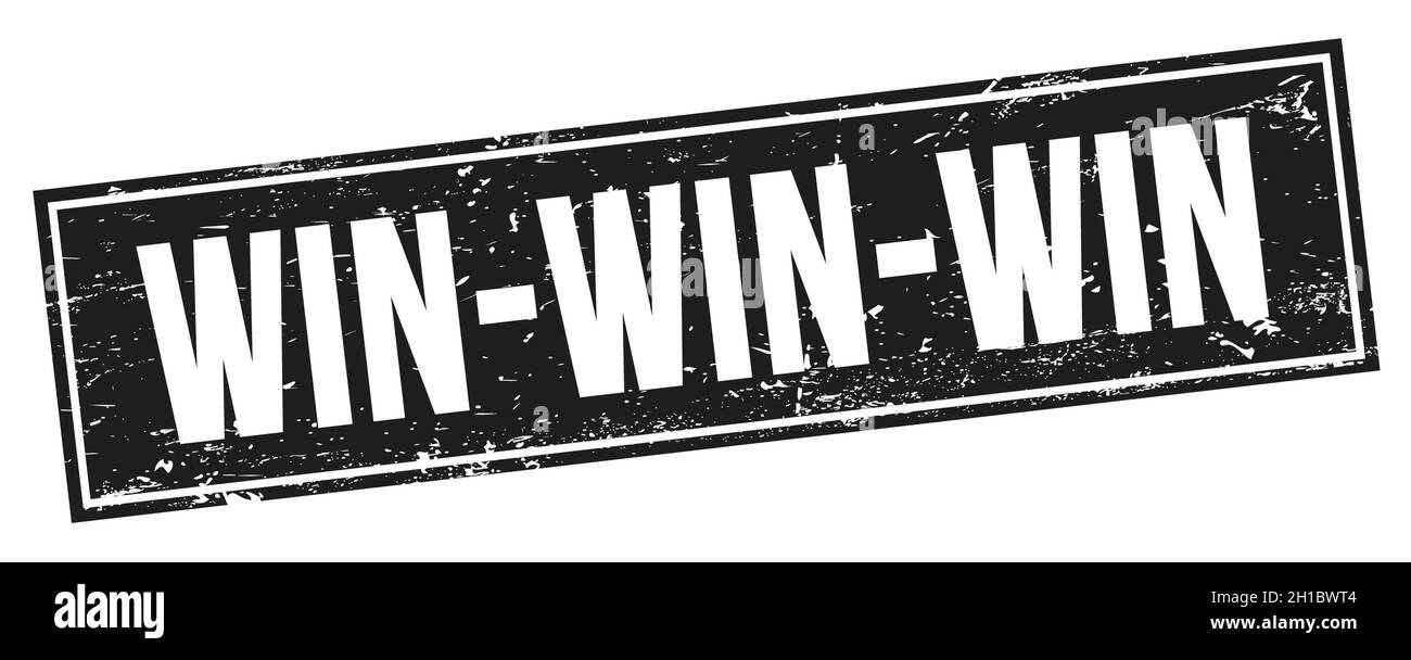 WIN-WIN-WIN text on black grungy rectangle stamp sign Stock Photo - Alamy