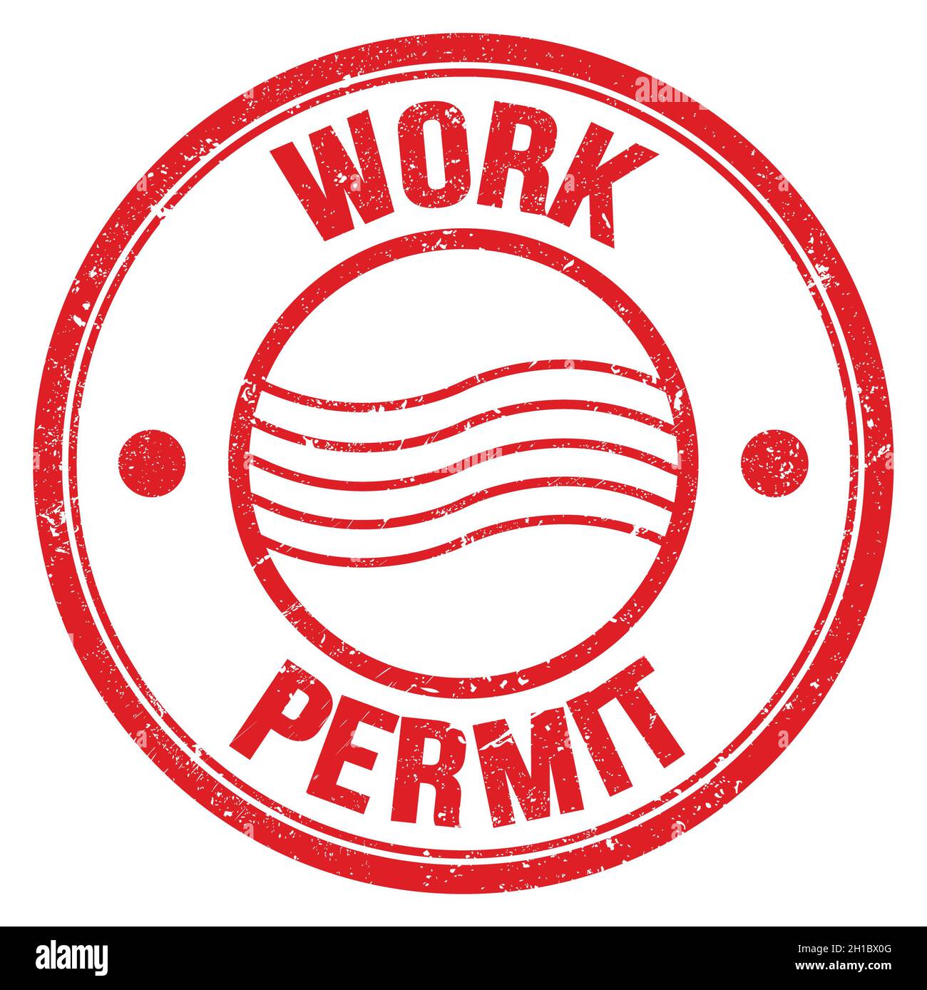 WORK PERMIT text written on red round postal stamp sign Stock Photo - Alamy