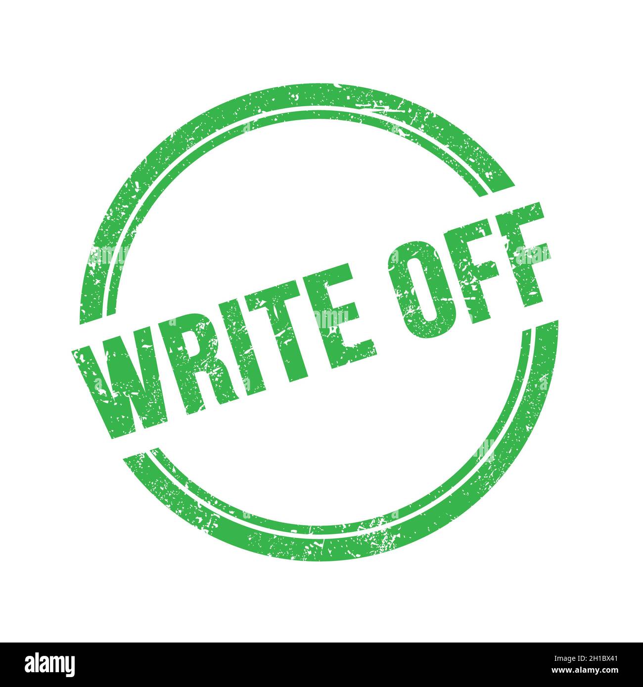 WRITE OFF text written on green grungy vintage round stamp Stock Photo ...