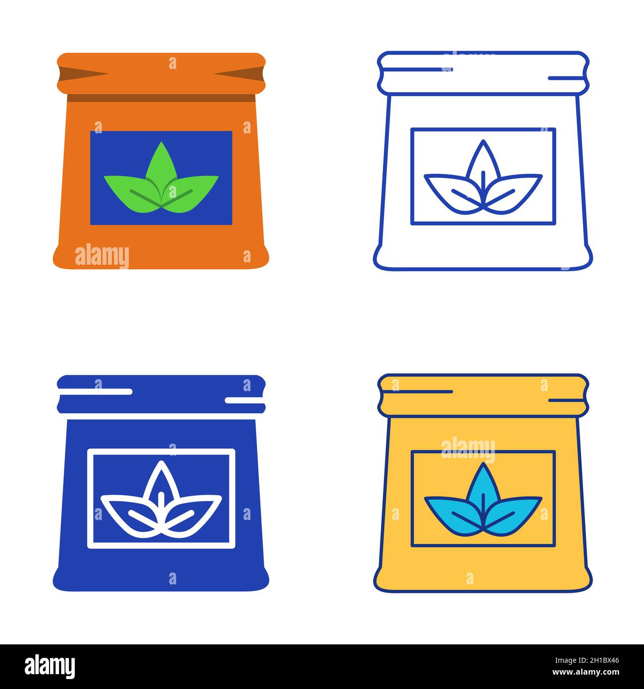 Pack of fertilizer icon set in flat and line style. Vector illustration ...