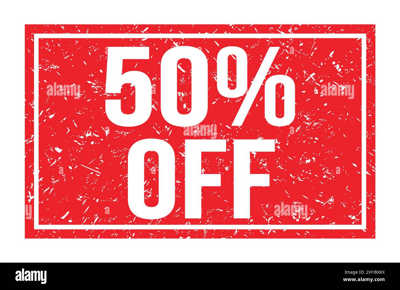 50% OFF, words written on red rectangle stamp sign Stock Photo - Alamy