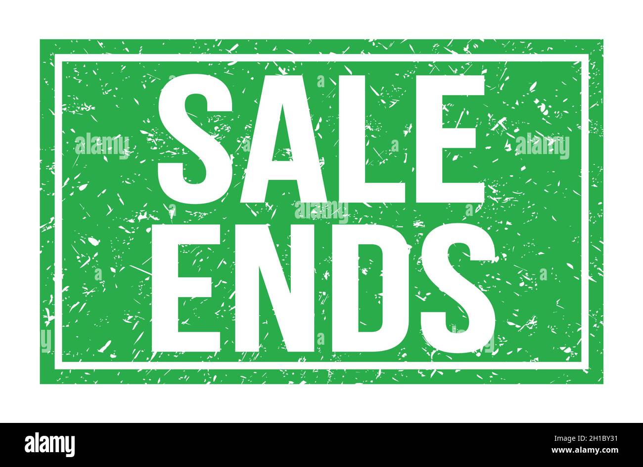 SALE ENDS, words written on green rectangle stamp sign Stock Photo - Alamy