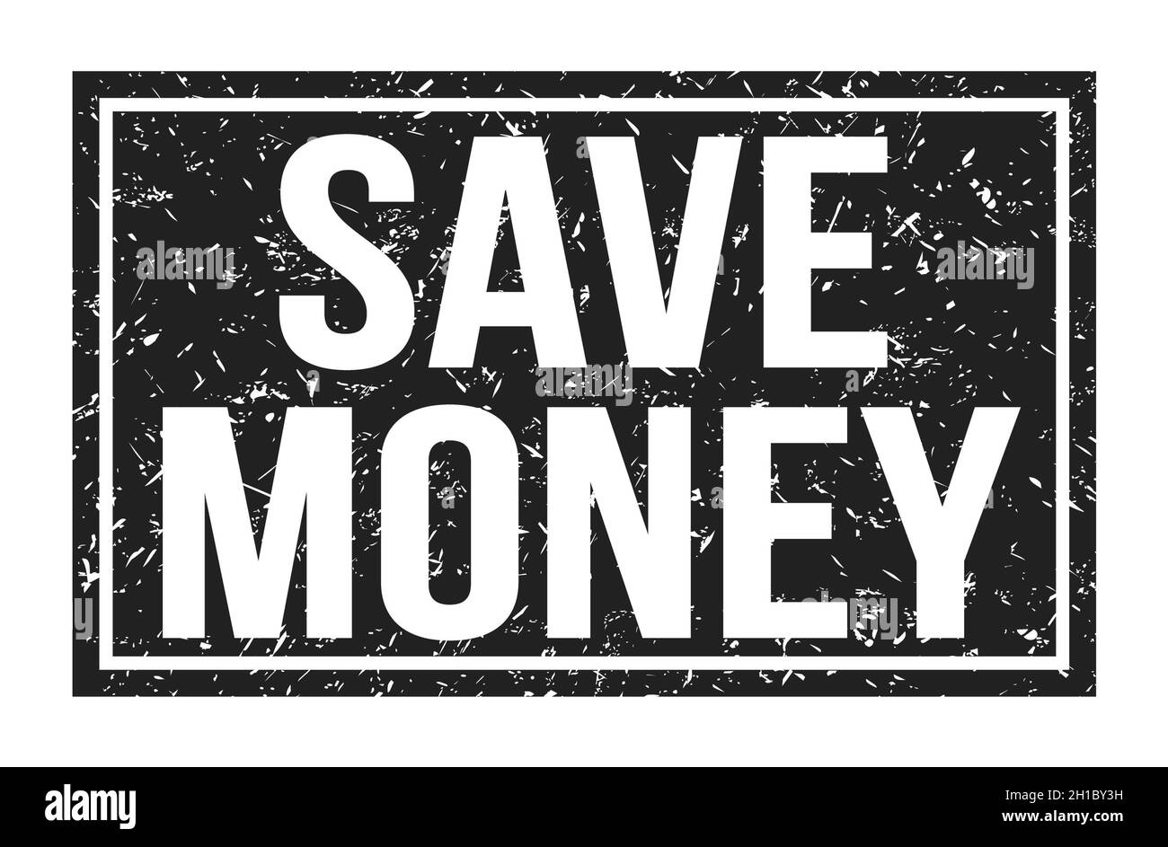 SAVE MONEY, words written on black rectangle stamp sign Stock Photo - Alamy