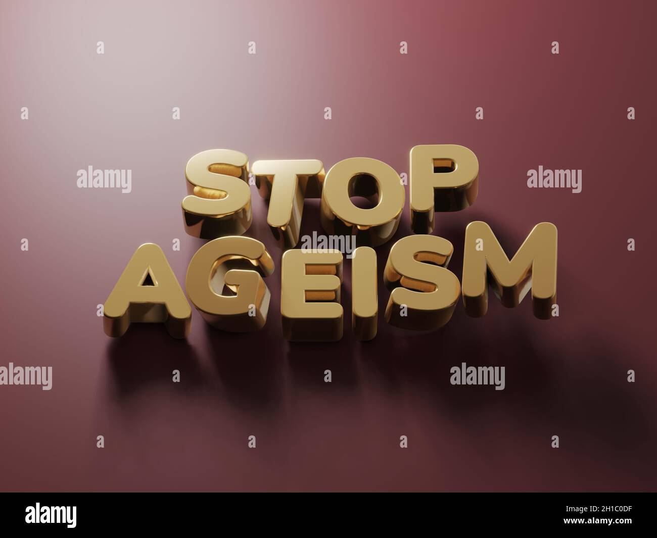 3d render of text stop ageism. Social problem of inequality of ages ...