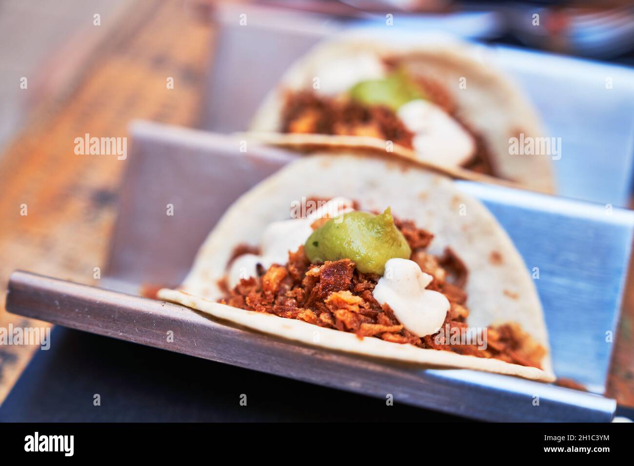 Beautiful pork mexican tacos image Stock Photo - Alamy