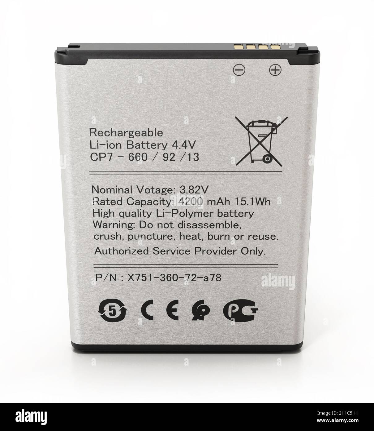 Generic spare smartphone battery isolated on white background. 3D ...