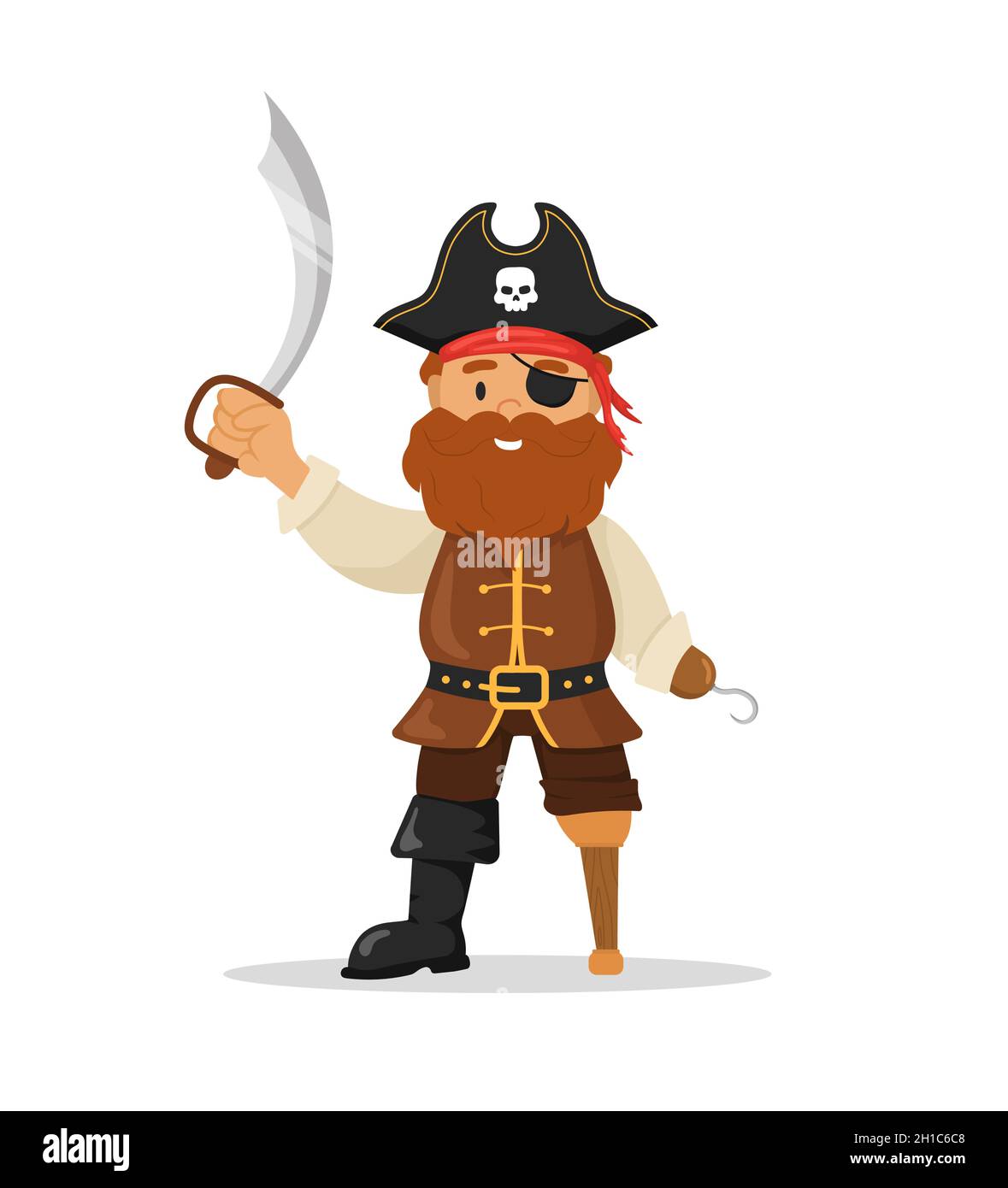 Ship sailor or old pirate with saber. Carnival costume props. Party adventure. Piracy icon ...