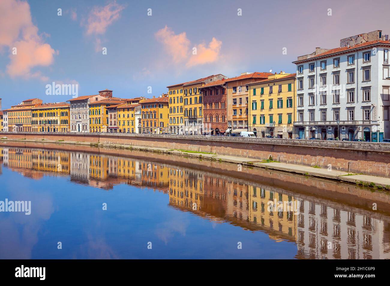 Pisa city downtown skyline cityscape of Italy. Famous travel attraction ...