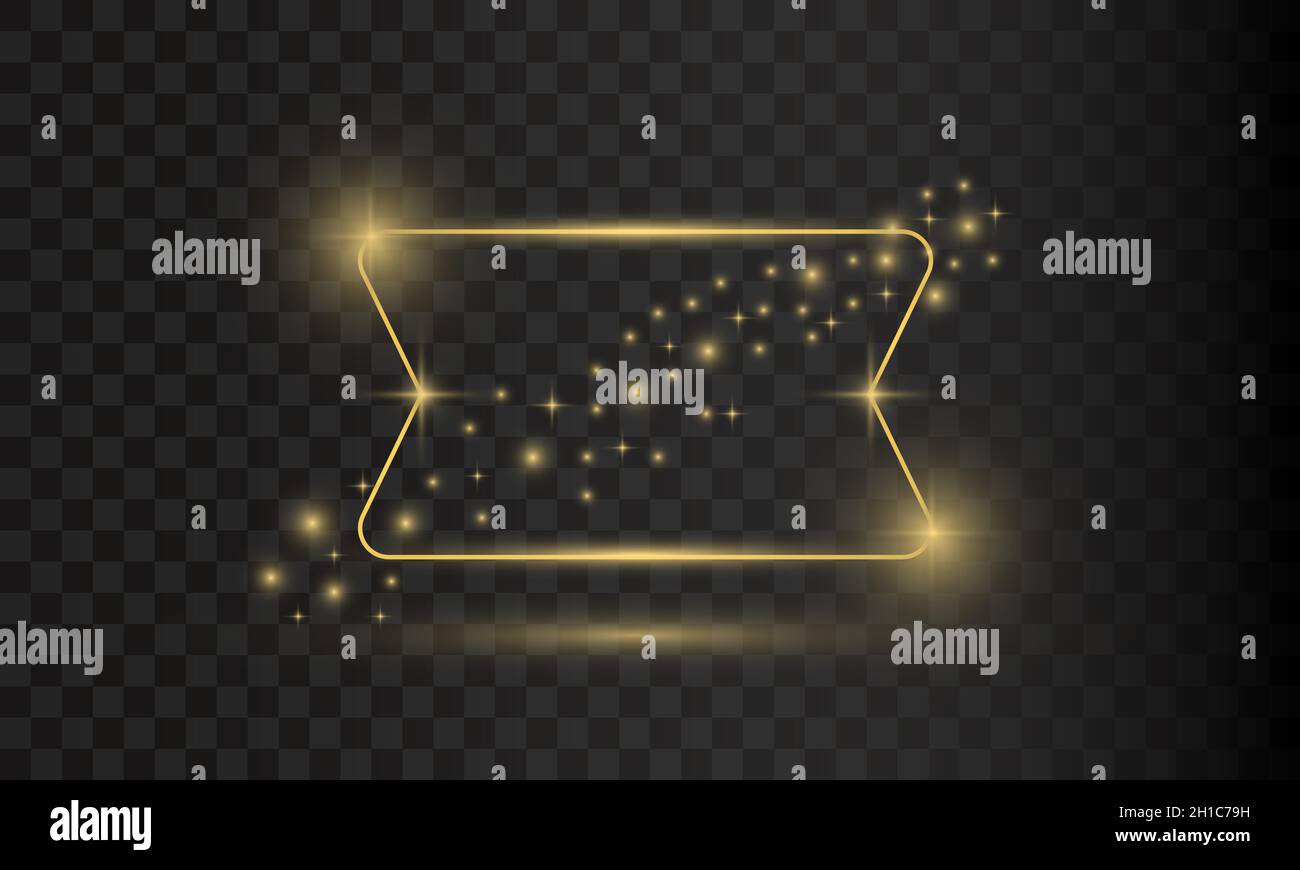Golden frame shining rectangle light effect vector banner template ...