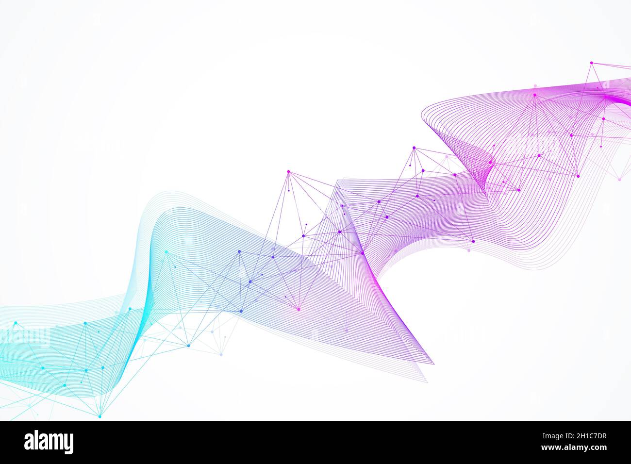 Abstract plexus background with connected lines and dots. Wave flow ...