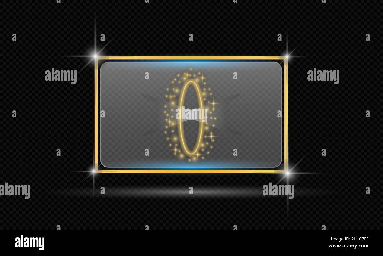 Golden frame shining rectangle light effect vector banner template ...