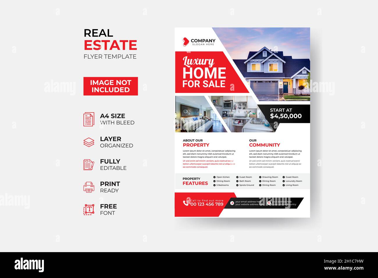 Modern Real Estate Flyer Template Design Stock Vector Image & Art - Alamy