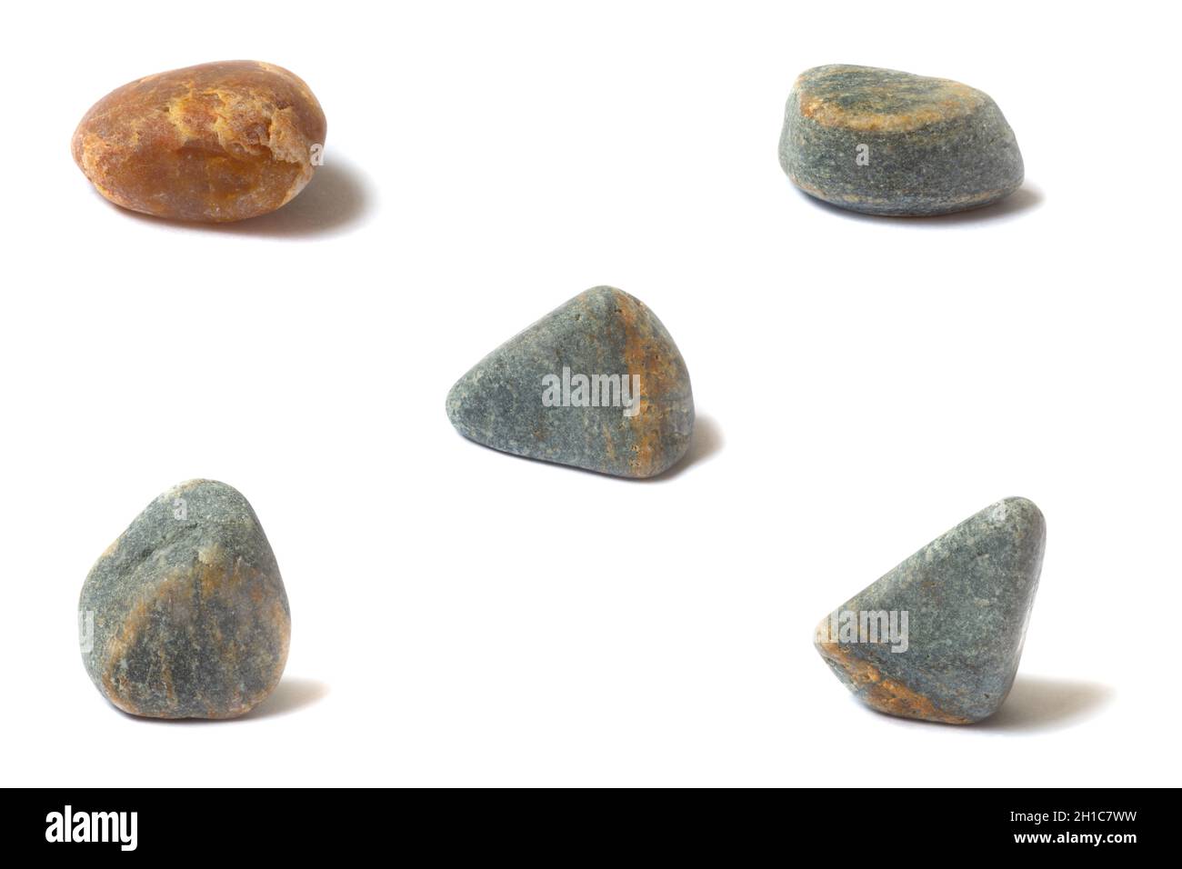 a set of stones with a shadow isolated on a white background. High ...