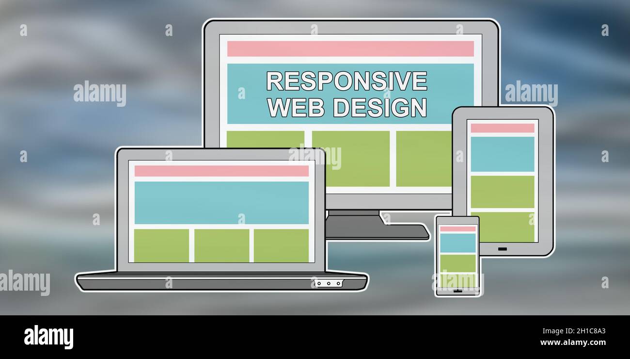 Illustration of a responsive web design concept Stock Photo - Alamy