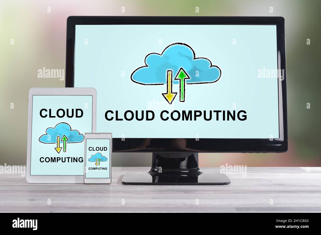 Cloud computing concept shown on different information technology ...