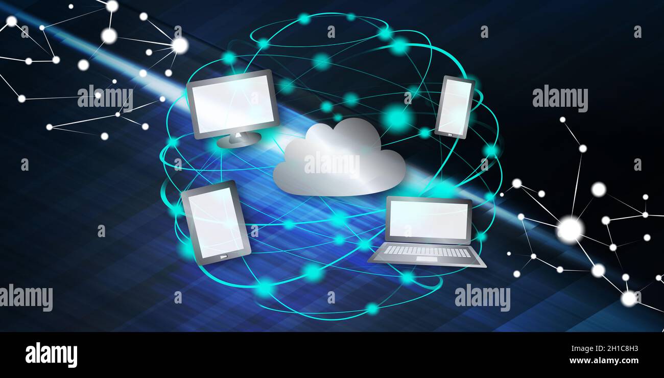 Illustration of a cloud computing concept Stock Photo - Alamy