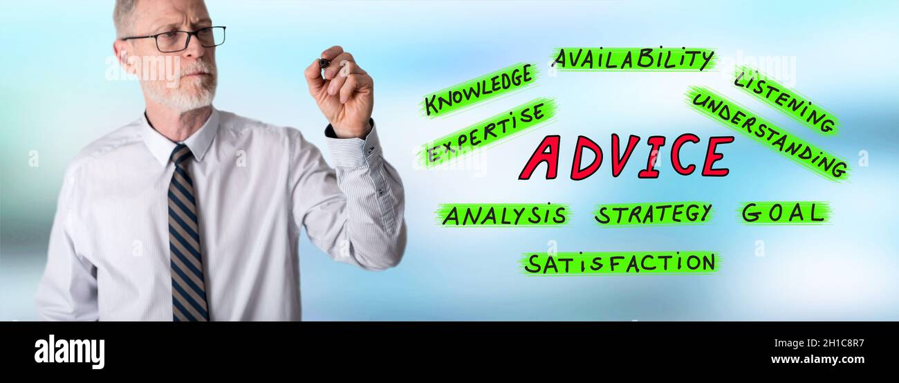 Advice concept drawn by a businessman Stock Photo - Alamy