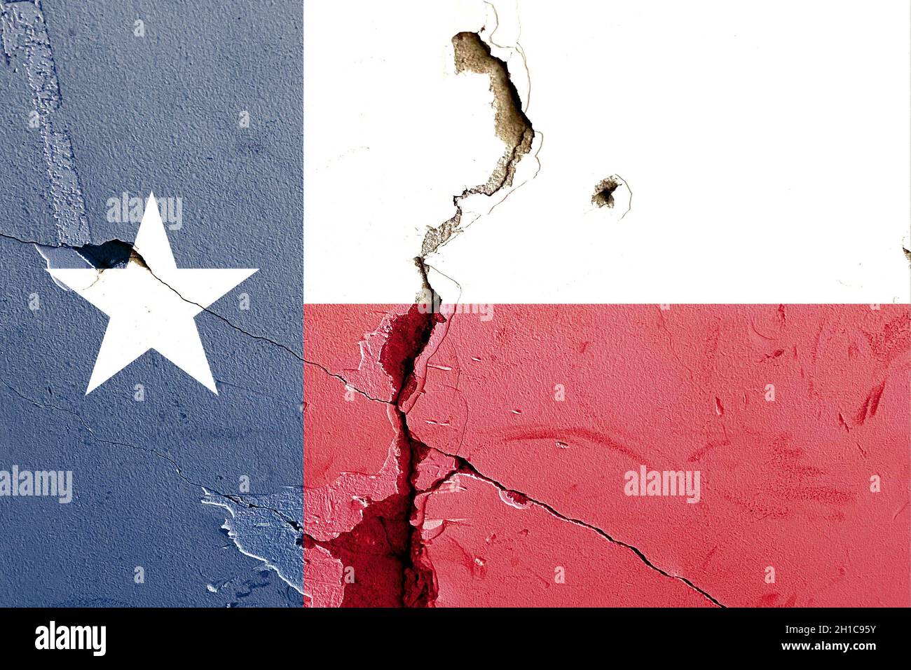 Texas state flag icon with grunge pattern painted on old weathered ...