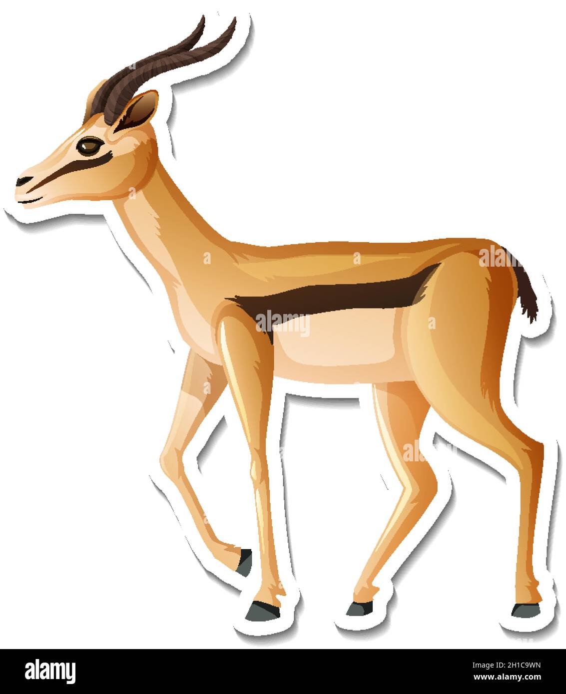 A sticker template of antelope cartoon character illustration Stock ...