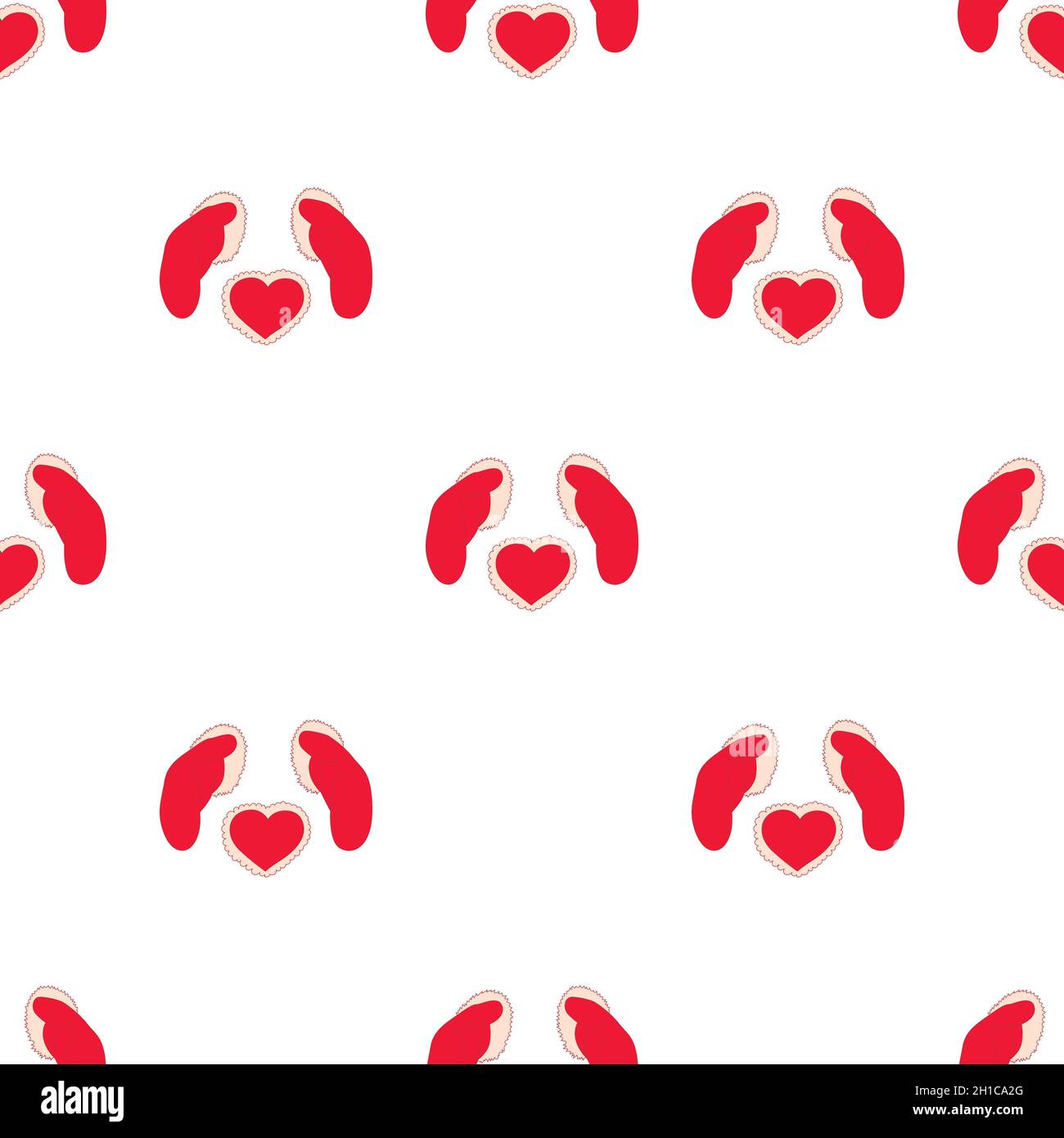 Red mittens and red heart pattern seamless background texture repeat ...