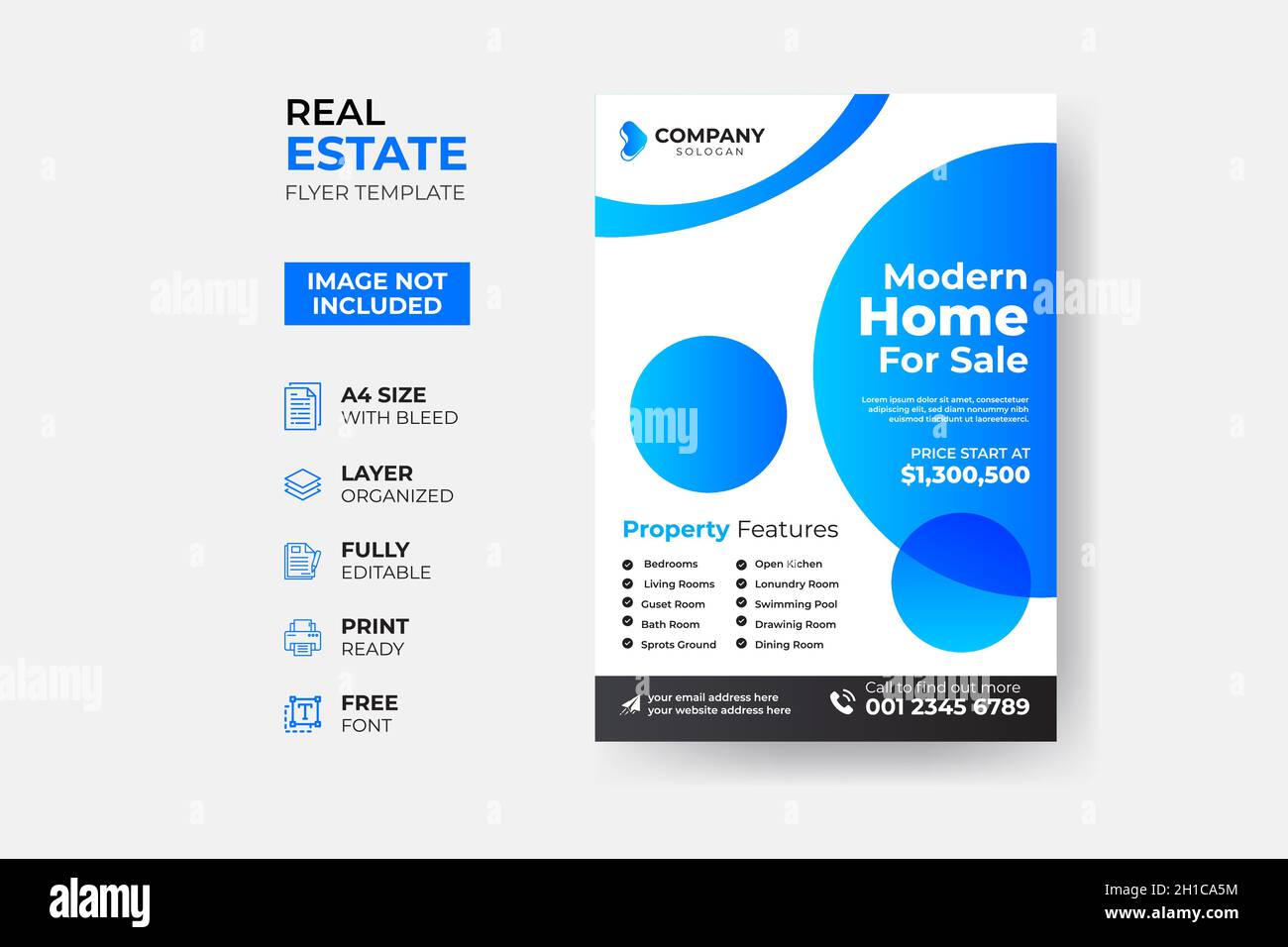 Modern Real Estate Flyer Template Design Stock Vector Image & Art - Alamy