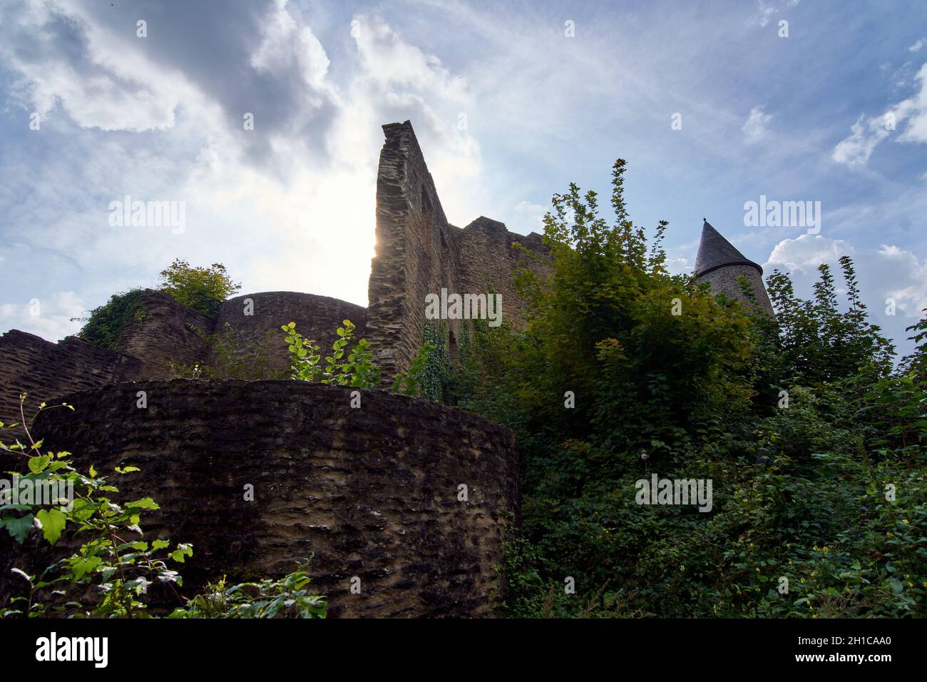Scenic view of the Bourscheid Castle in Bourscheid, Luxembourg Stock ...