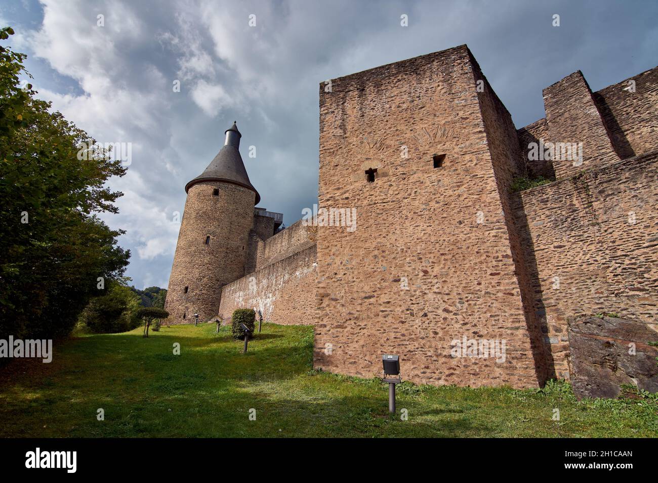 Scenic view of the Bourscheid Castle in Bourscheid, Luxembourg Stock ...