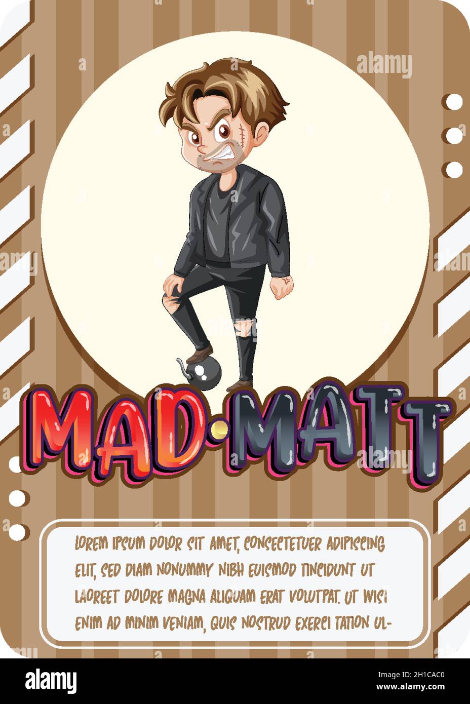 Character game card template with word Mad Matt illustration Stock ...