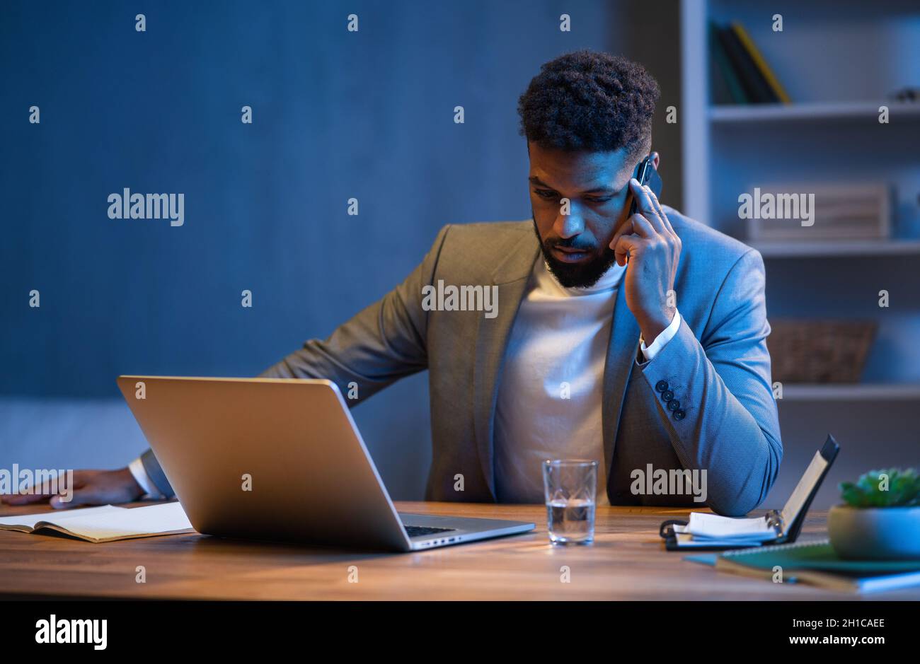 African american businessman making phone hi-res stock photography and ...