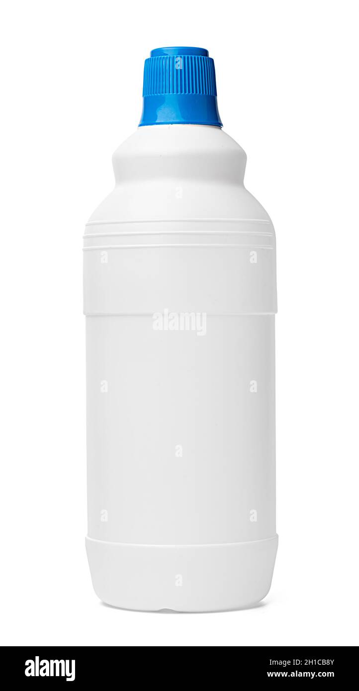 White plastic bottle of washing liquid isolated on white background ...