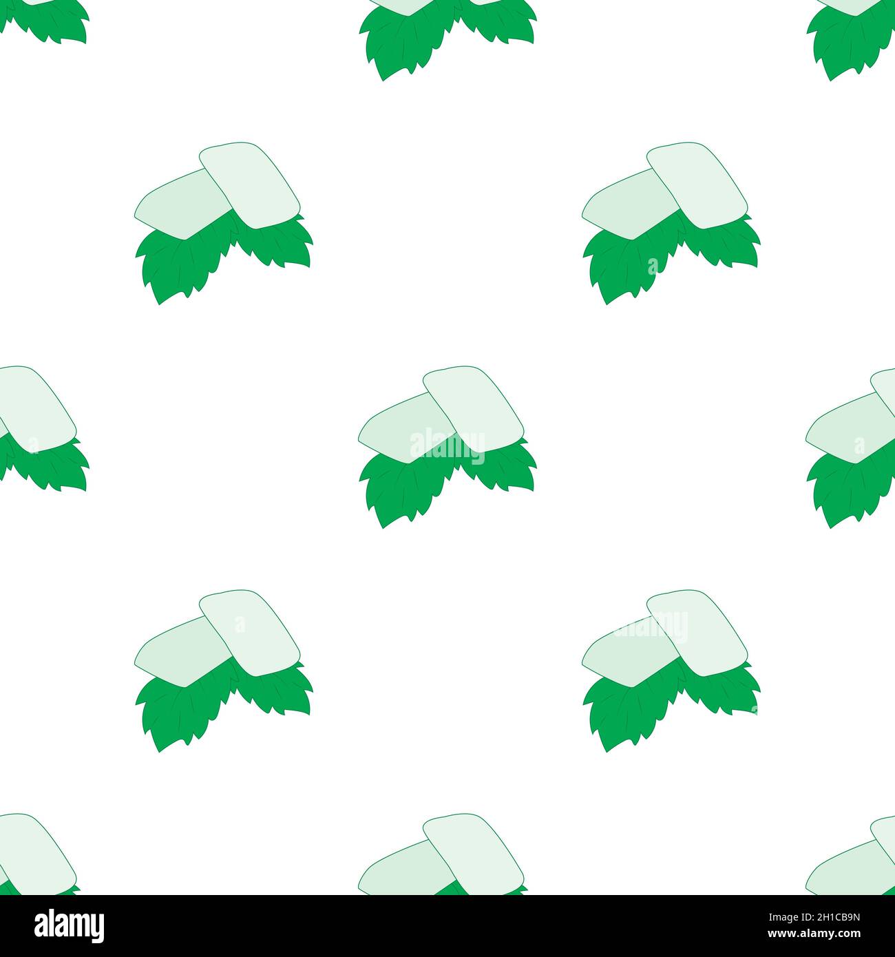 Chewing gum with fresh mint leaves pattern seamless background texture ...